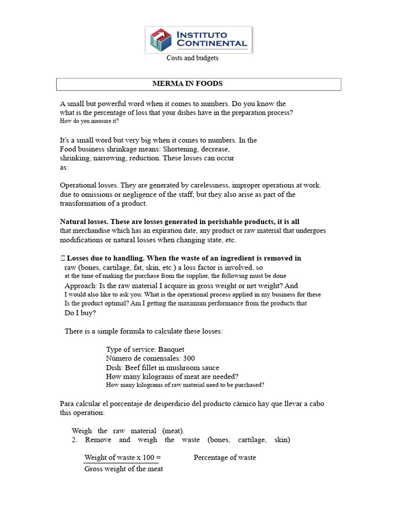 Excel Spreadsheet Recipe Cost Calculator | PDF | Cooking | Zucchini