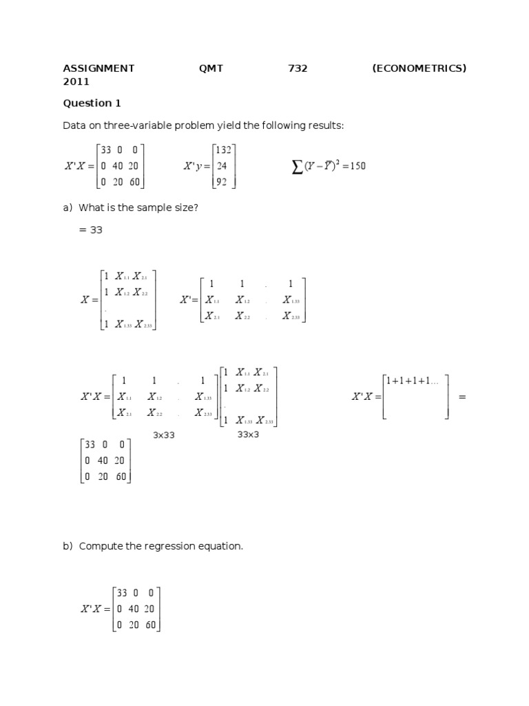 Assignment 1 - Answer | PDF | Correlation And Dependence | Errors And Residuals
