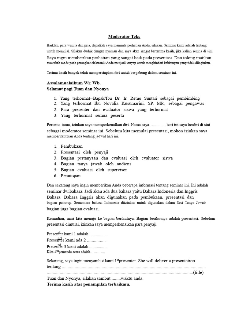 Moderator Teks Inggris | PDF