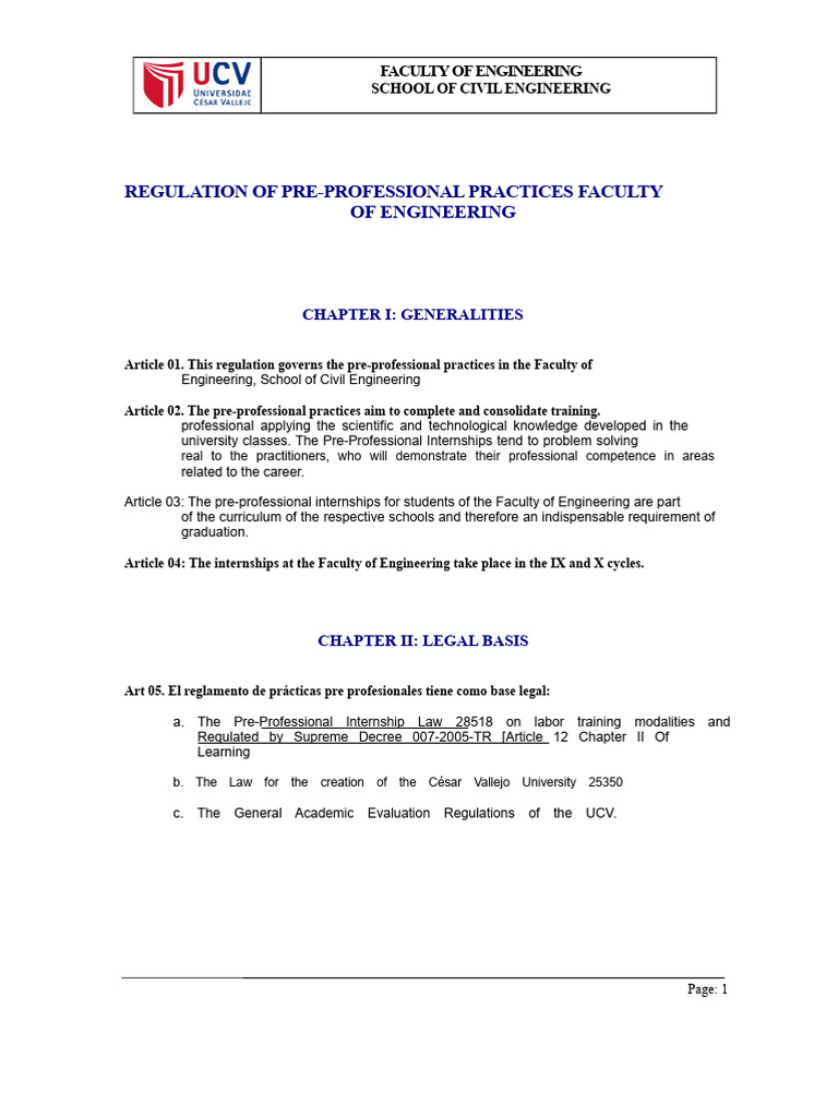 Civil Engineering Internship Regulations | PDF | Internship | Job Hunting