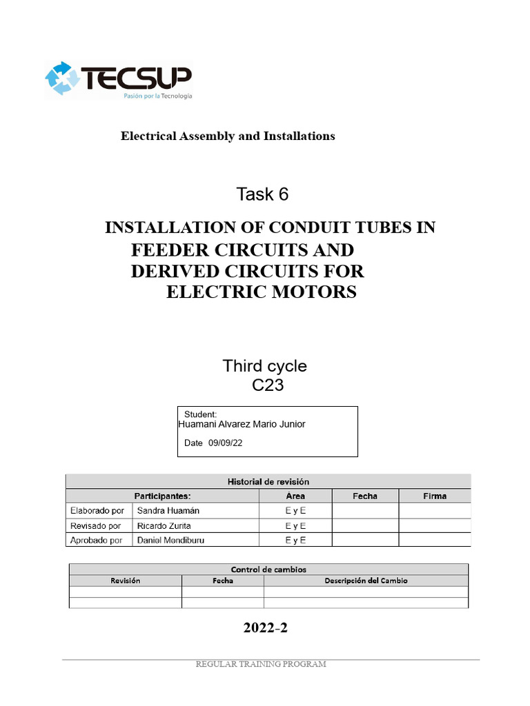 Task 6 - Assembly of Conduit Pipes For Feeder Circuits and Derivatives ...