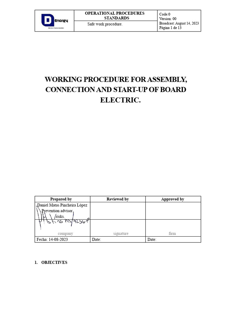 Electrical Panel Assembly Safety Procedures | PDF | Occupational Safety ...
