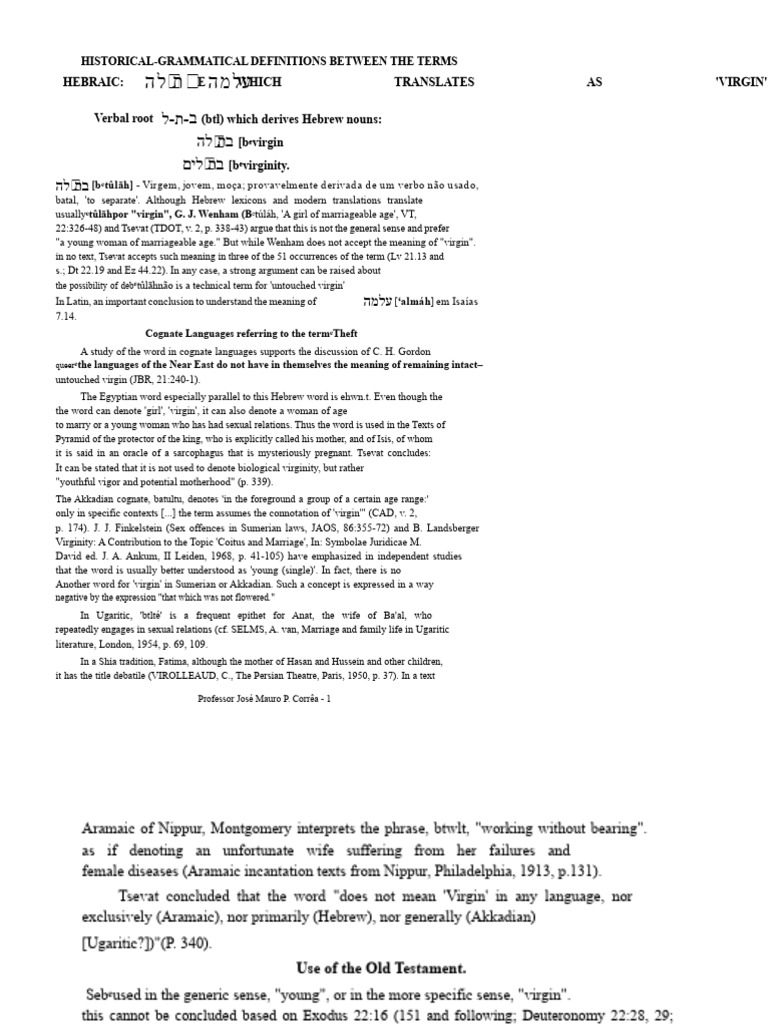 Hebrew Terms for Virginity Explained | PDF | Septuagint | Jesus