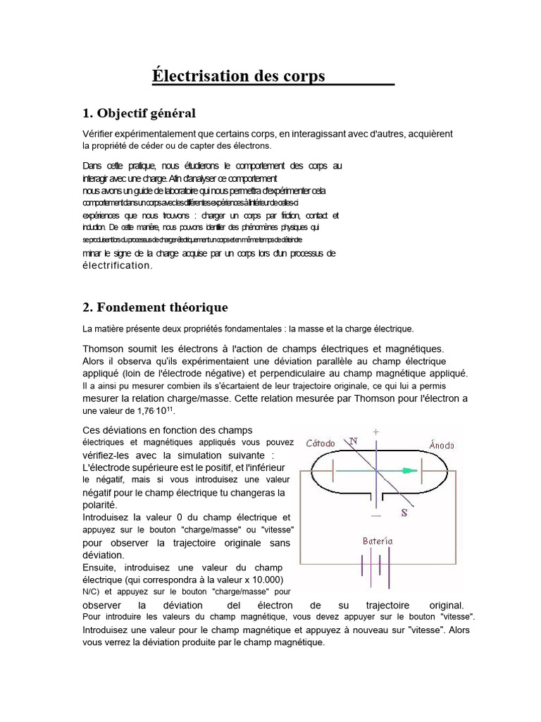 Électrisation des corps : méthodes et principes | PDF | Électricité ...