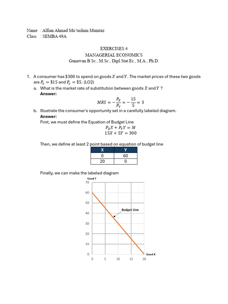 Managerial Economics Exercises and Solutions | PDF | Consumption ...