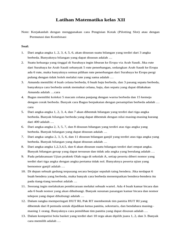 Soal Latihan Matematika Kelas XII | PDF