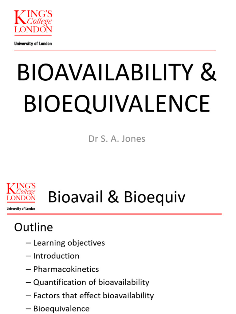 Bioavailablility and Bioequavilance | PDF | Bioavailability ...
