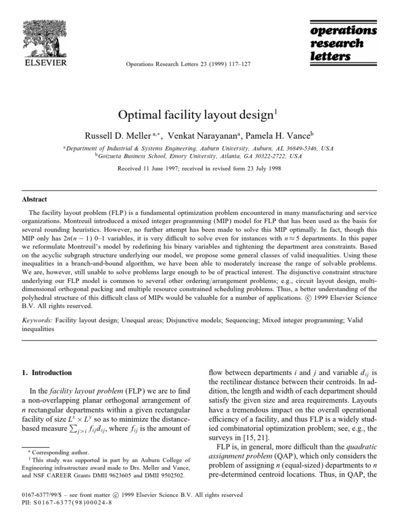 Optimal Facility Layout Design | PDF | Linear Programming ...
