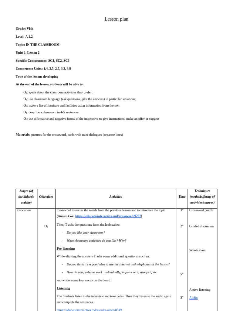 UNIT 1 - Lesson 2 - in The Classroom | PDF | Question | Learning