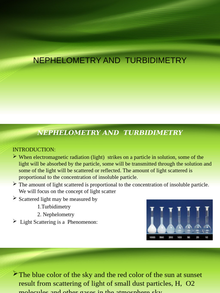 Nephelometry and Turbidimetry | PDF | Light | Scattering