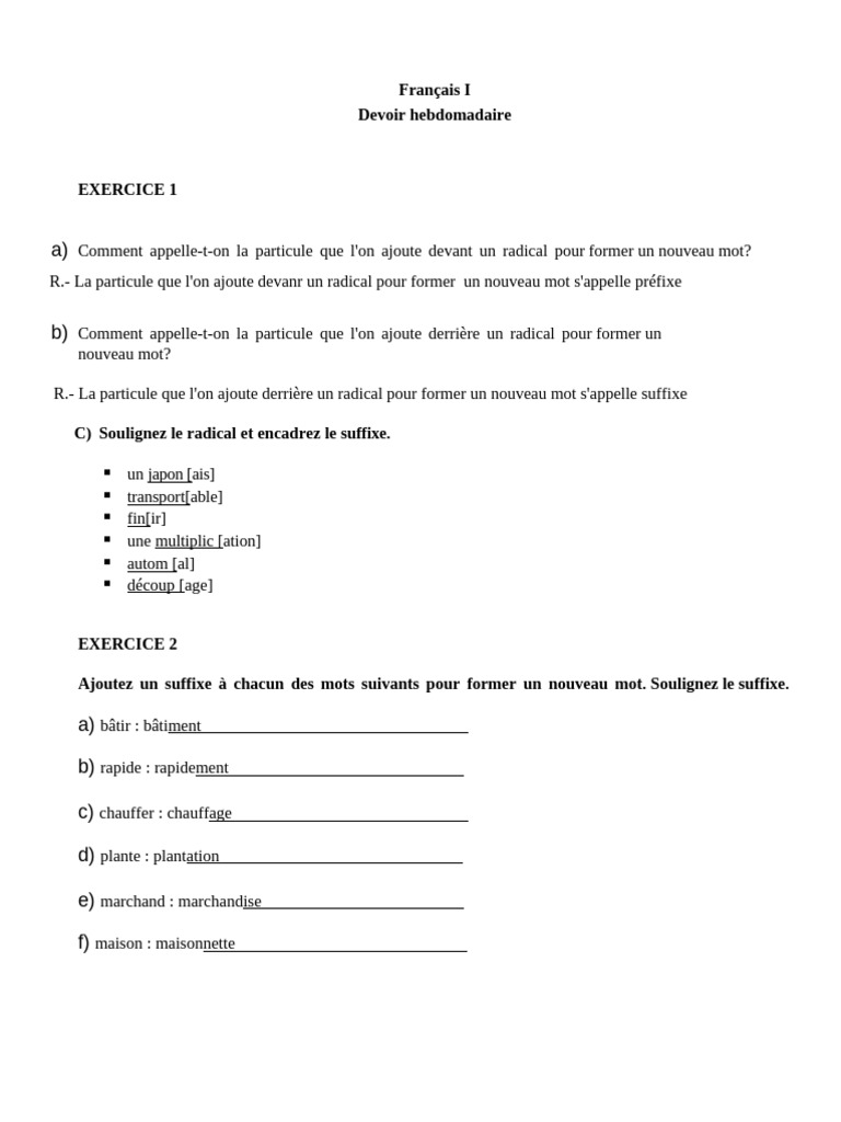 Préfixes et suffixes en français | PDF