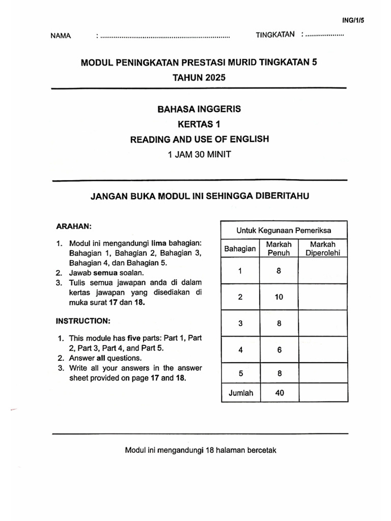 Bi p1 Kedah-2025 | PDF