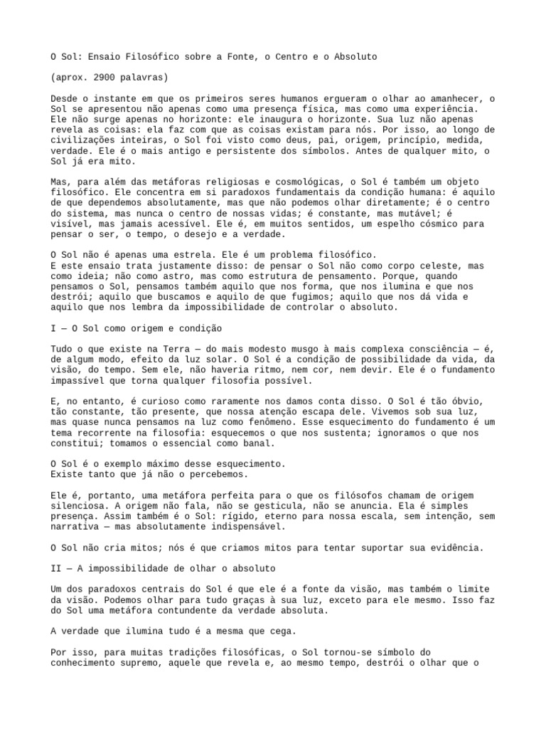 O Sol: Filosofia da Luz e Limites | PDF | Sol | Tempo