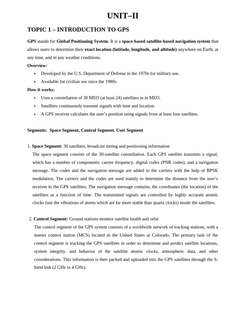 Navigation Satellite System Unit 2 | PDF | Global Positioning System ...