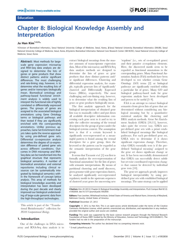 Chapter 8 - Biological Knowledge Assembly and Interpretation | PDF ...