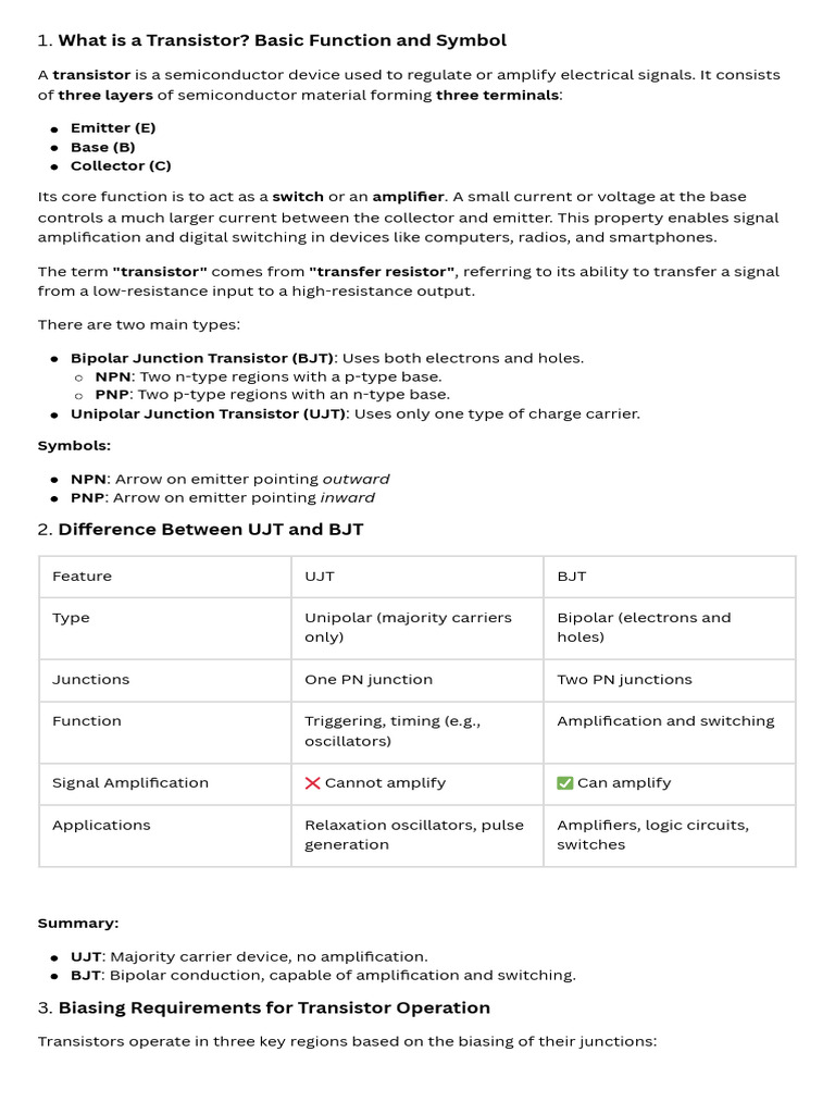 ? Transistors Overview and Key Concepts | PDF | Bipolar Junction ...