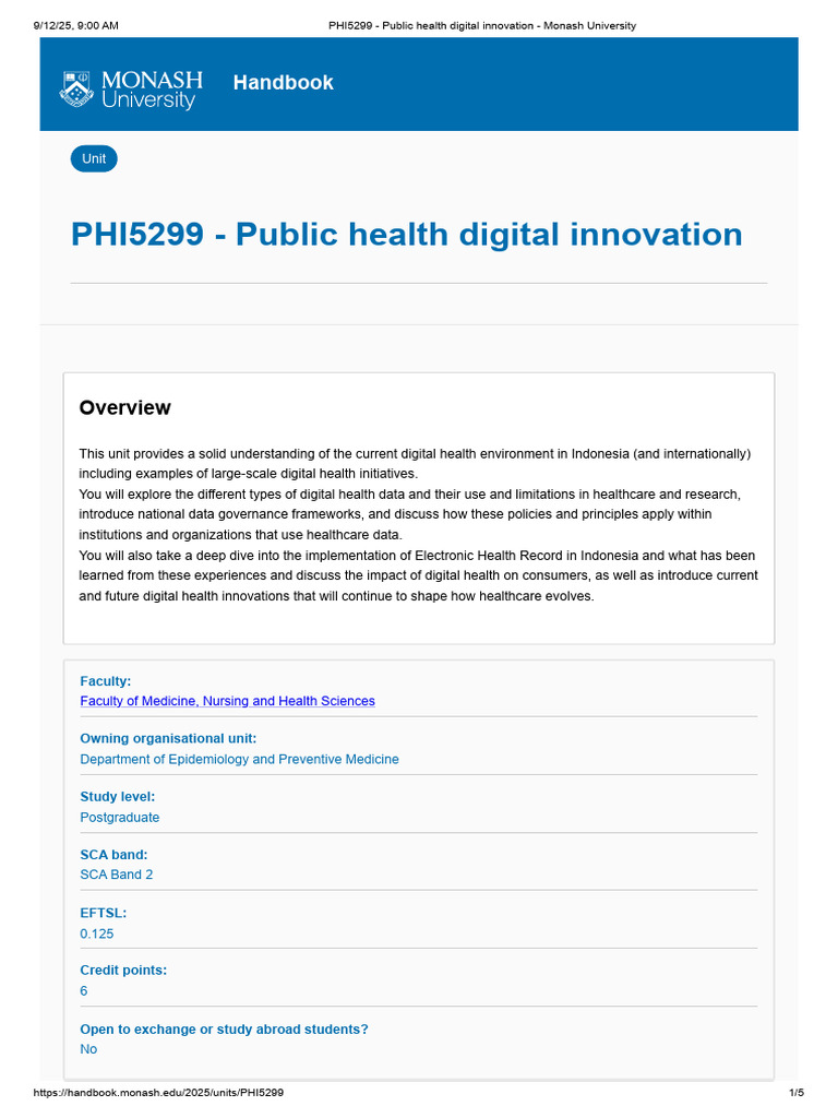 PHI5299 - Public Health Digital Innovation - Monash University | PDF ...