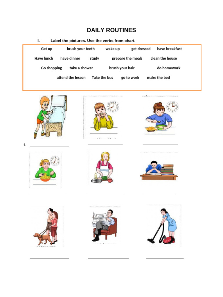 Daily Routines Vocabulary Guide | PDF