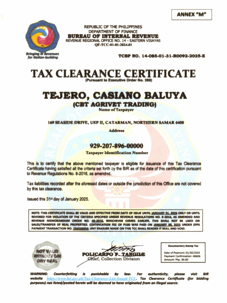 TCBP of Casiano Baluya Tejero | PDF