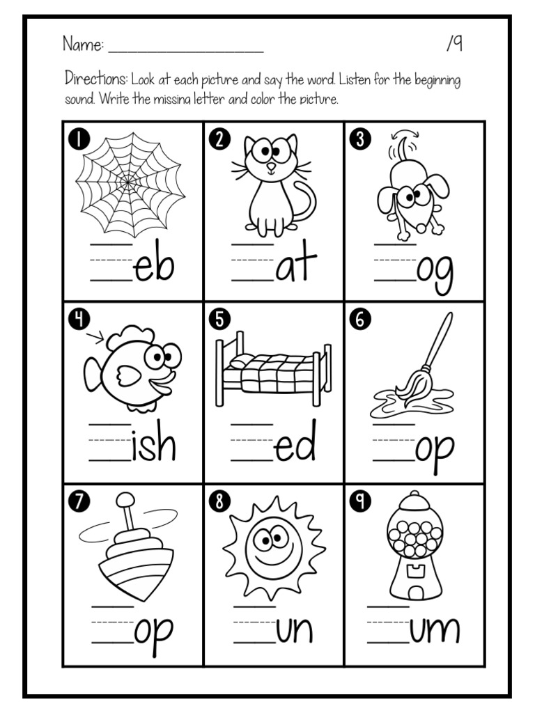 BeginningSoundAssessment 1 | PDF