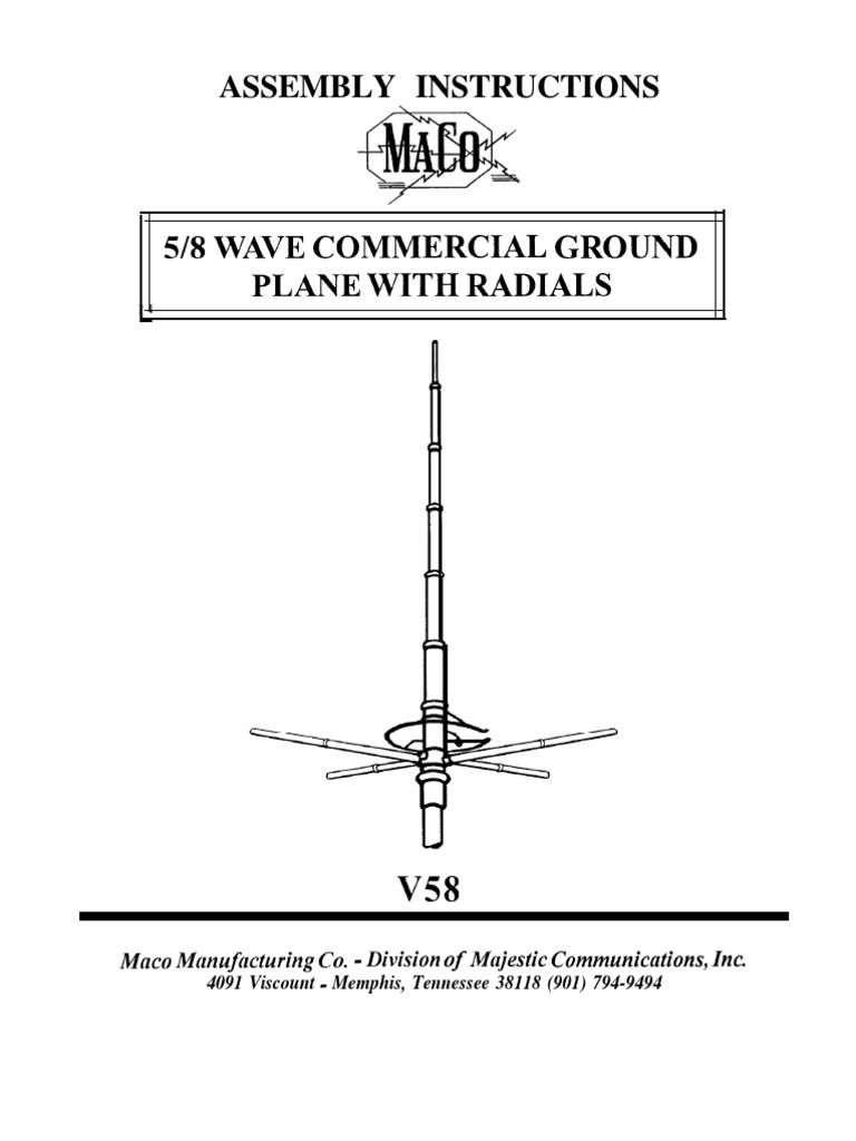Assembly Instructions: 5/S Wave Commercial Ground Plane With Radials ...