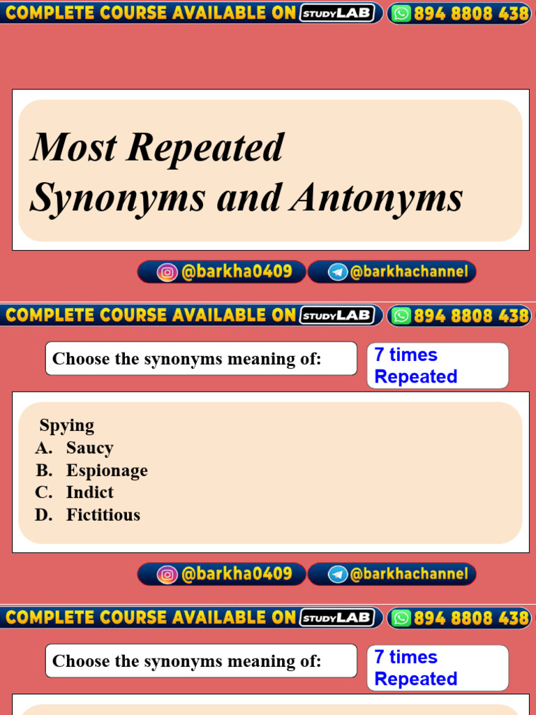 300 Most Repeated Synonyms and Antonyms 4 | PDF | Lexical Semantics ...