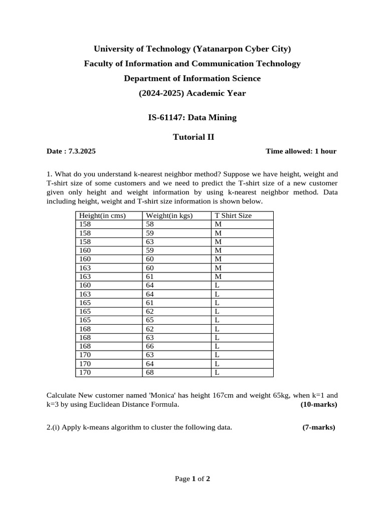 QuestionData Mining F8e3f995 Eb4a 4fec b368 4a1a5e19cb89 | PDF ...