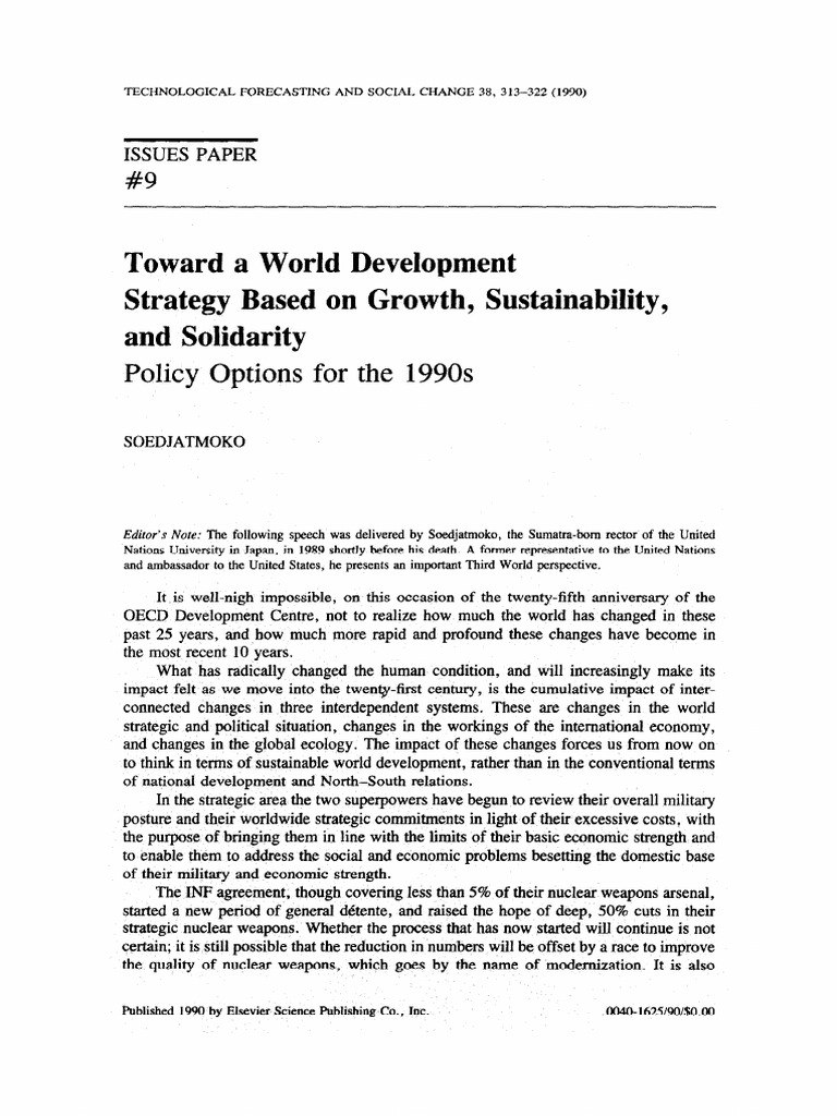 Toward A World Development Strategy Based On Growth, Sustainability ...