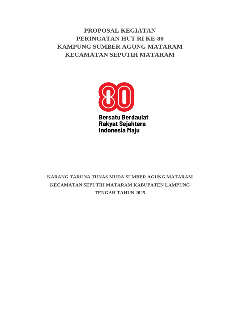 Proposal Peringatan HUT RI ke-80 Sumber Agung | PDF