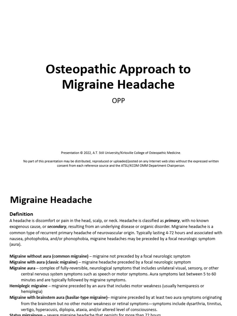 Osteopathic Approach To Migraine Headaches-Merged | PDF | Headache ...