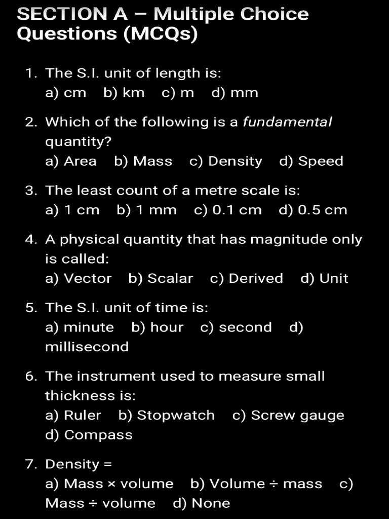Questions1 Physical Quantities And Measurements Pdf