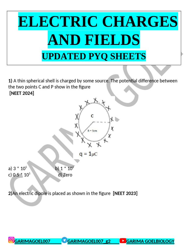 Electric Charges and Fields | PDF | Electric Field | Dipole