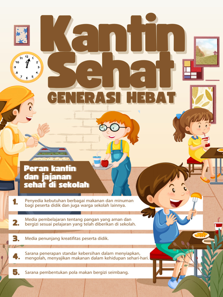 Poster Infografis Kantin Sehat Ilustratif Cokelat Dan Putih | PDF