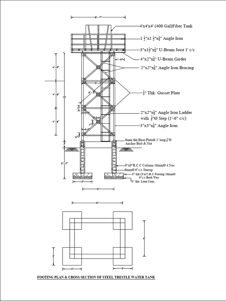 Footing Plan for Steel Trestle Tank | PDF