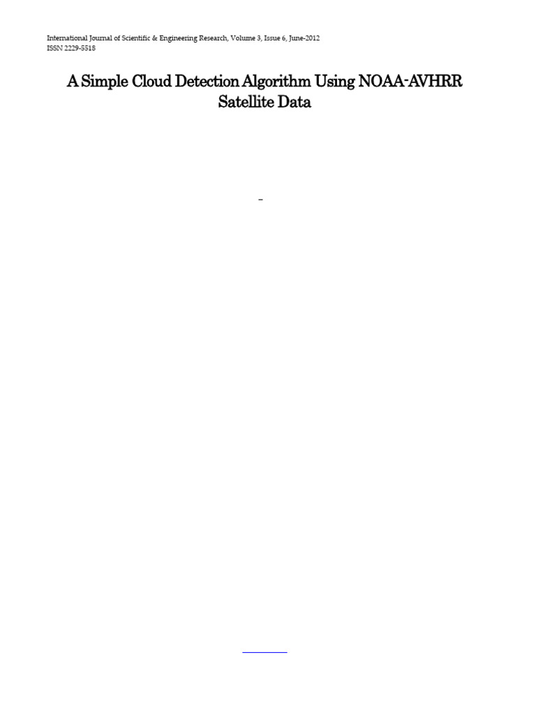 Cloud Detection Algorithm Using NOAA-AVHRR | PDF | Infrared | Applied ...