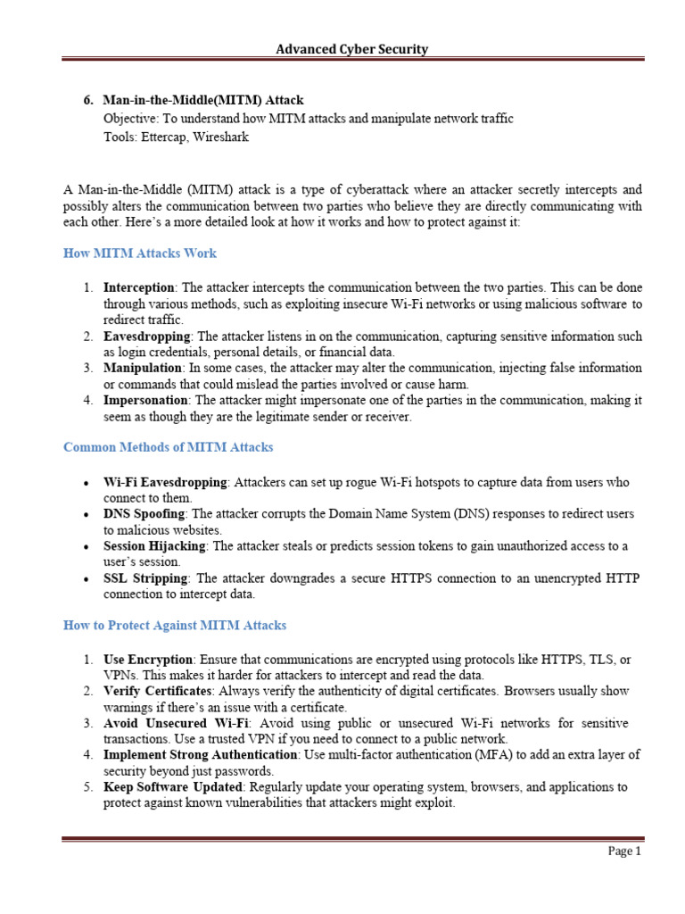 6.Man in the Middle(MITM) Attack | PDF | Security | Computer Security
