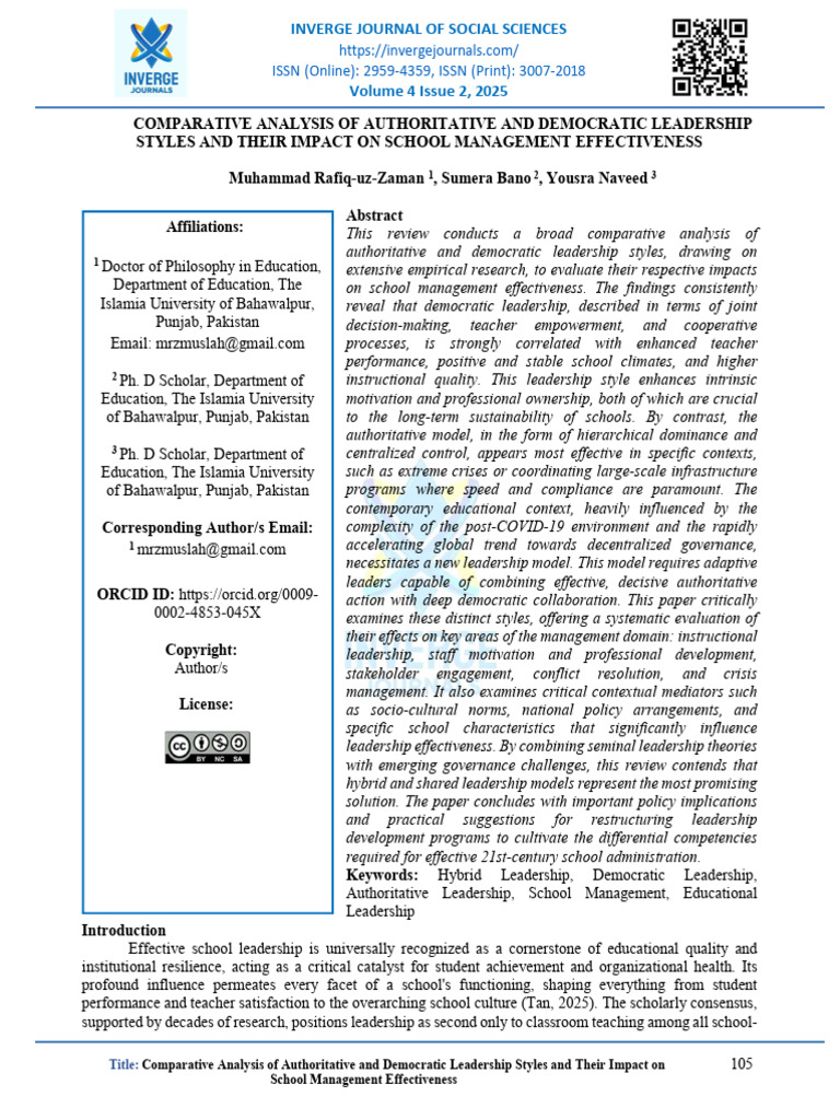 Leadership Styles in School Management | PDF | Leadership | Motivation