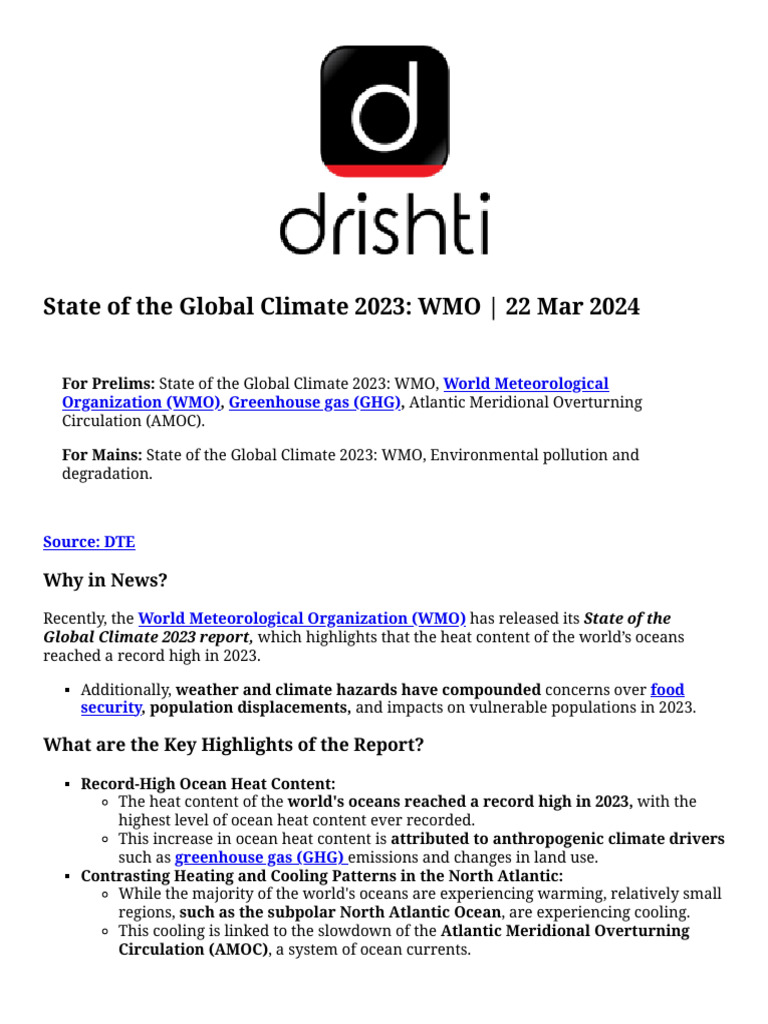 Global Climate Report 2023 Insights | PDF | Oceans | Heat Wave