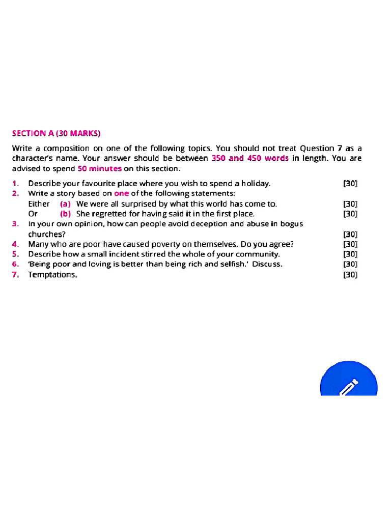 Form 3 Term 3 English Paper 1 | PDF