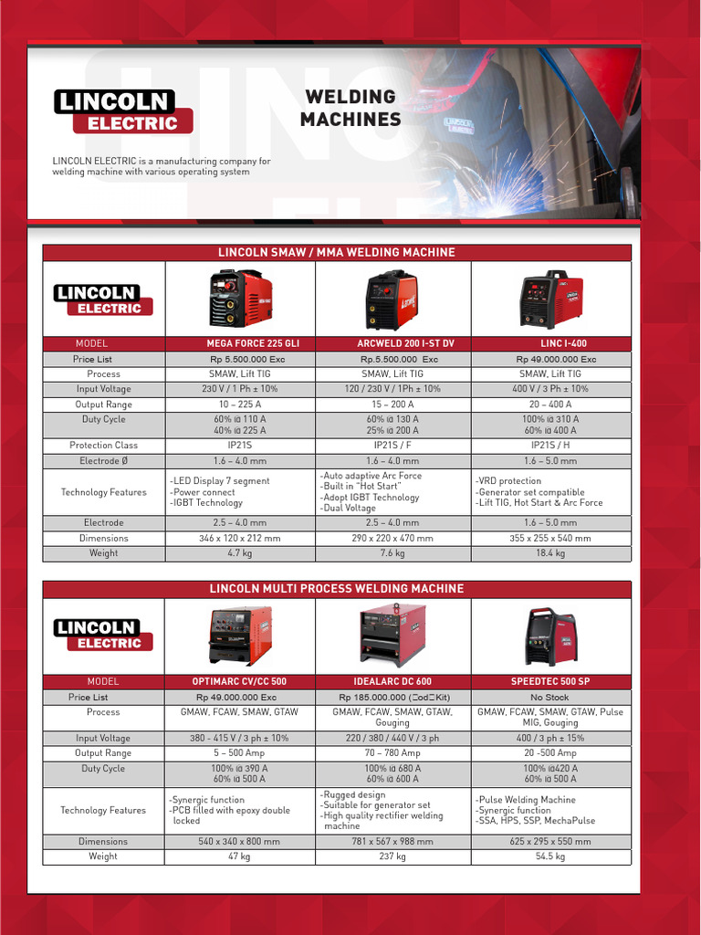 Lincoln Electric Welding Machines Overview | PDF | Welding | Construction