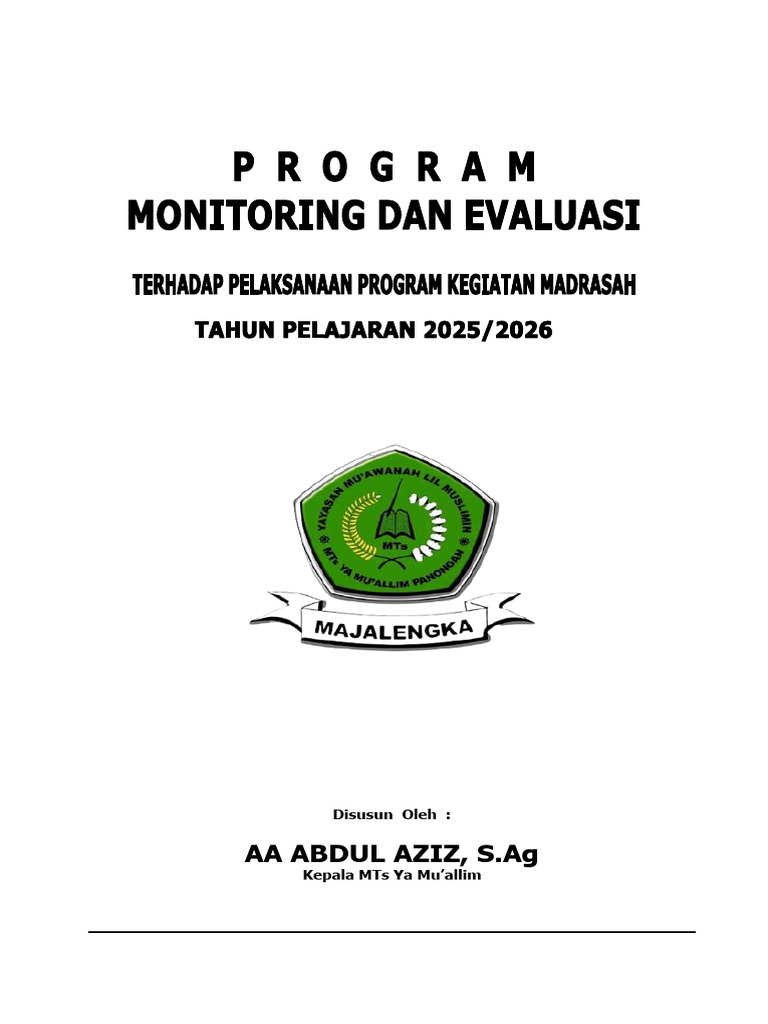 Program Monev Madrasah MTs Ya Mu’allim | PDF