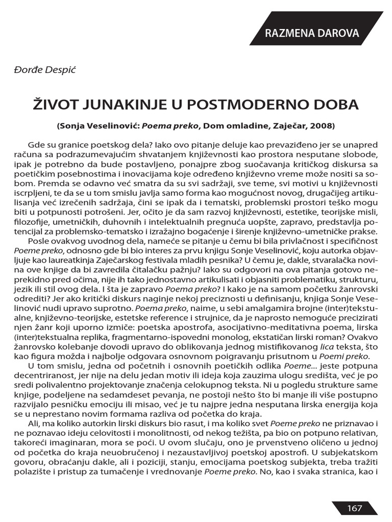 Despic o Sonji Veselinovic | PDF