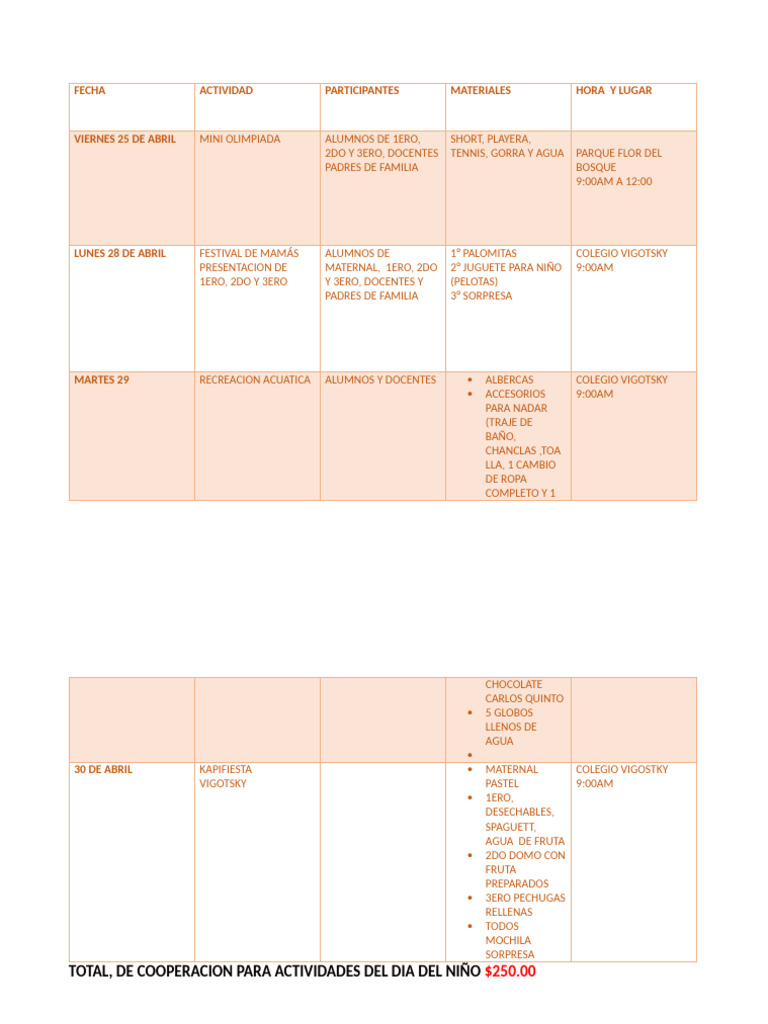 Actividades Dia Del Niño | PDF
