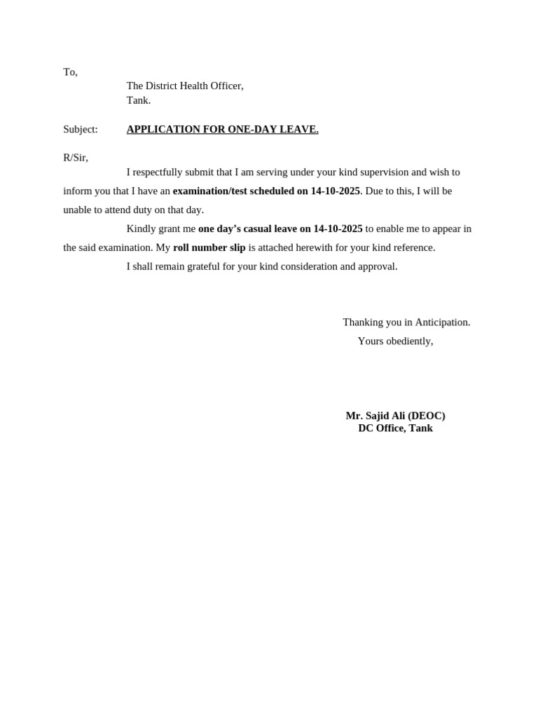 Application For Leave | PDF
