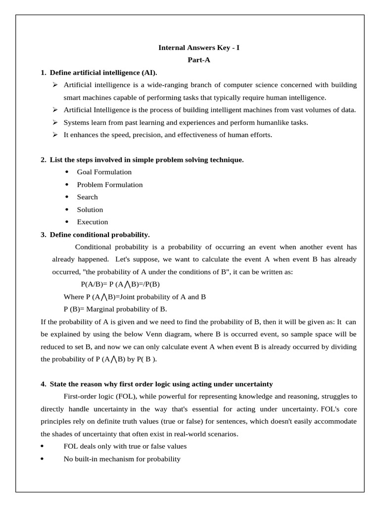 Internal Answers Key1 AI & ML | PDF | Applied Mathematics | Graph Theory
