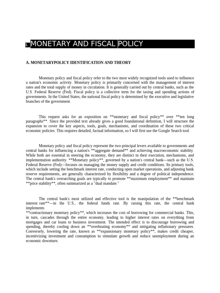 Monetary and Fiscal Policy | PDF | Fiscal Policy | Monetary Policy