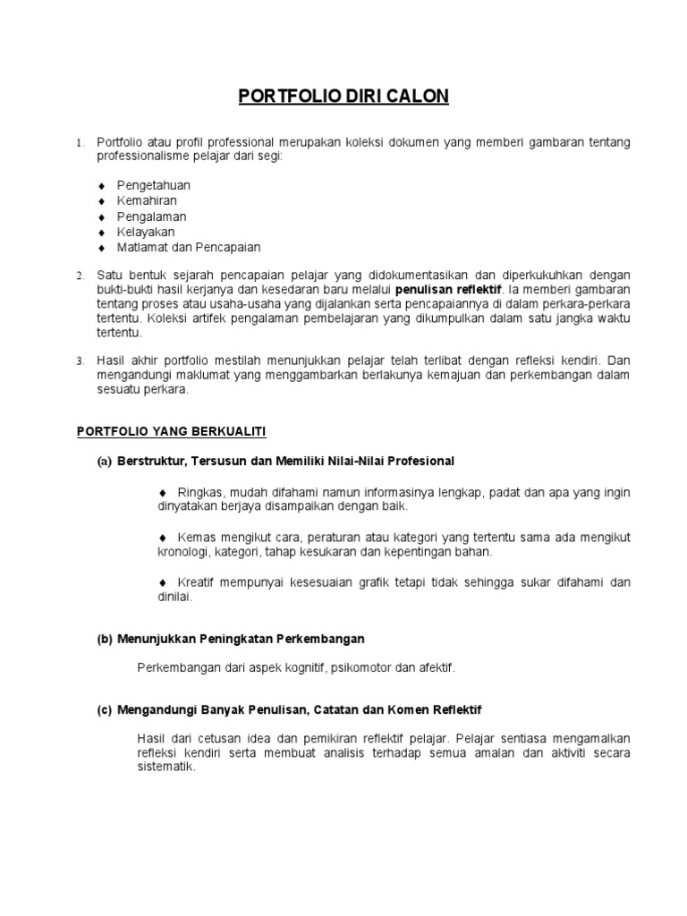 Contoh Folio Diri Calon | PDF