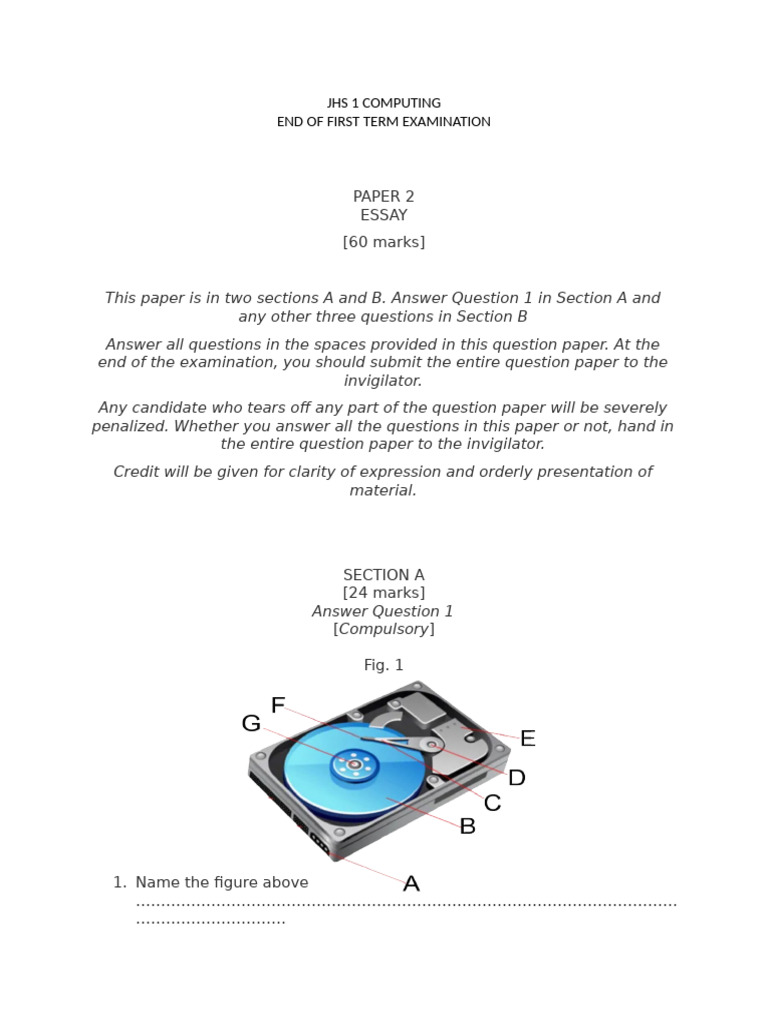 JHS 1 Computing | PDF | Spreadsheet | Cursor (User Interface)