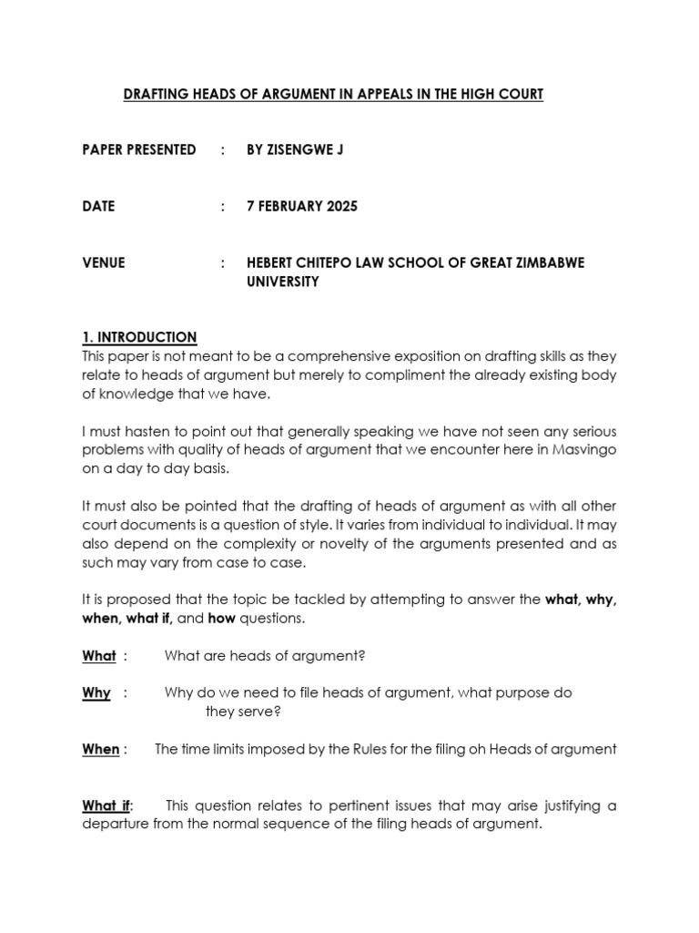 Heads of Argument in High Court Appeals | PDF | Appeal | Argument