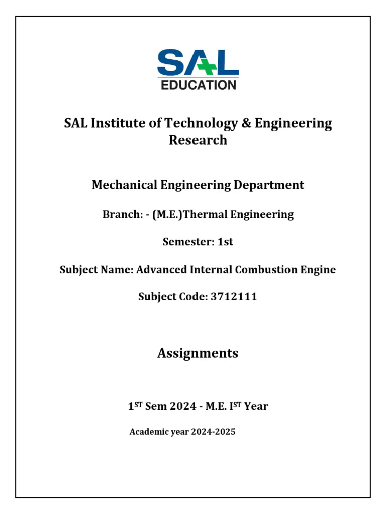 Aice Assignment | PDF | Engines | Combustion